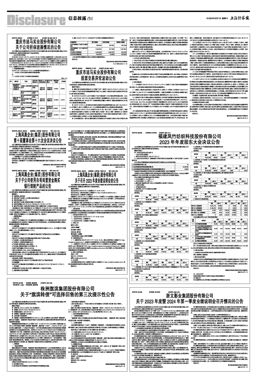 2024年06月01日 第31版：信息披露 上海证券报