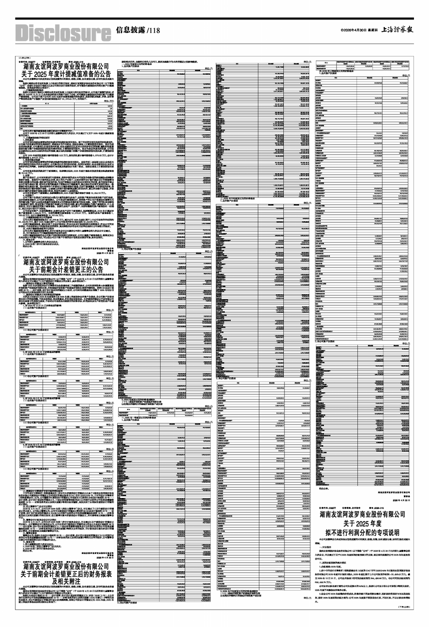 2026年04月30日 第118版：信息披露|上海证券报