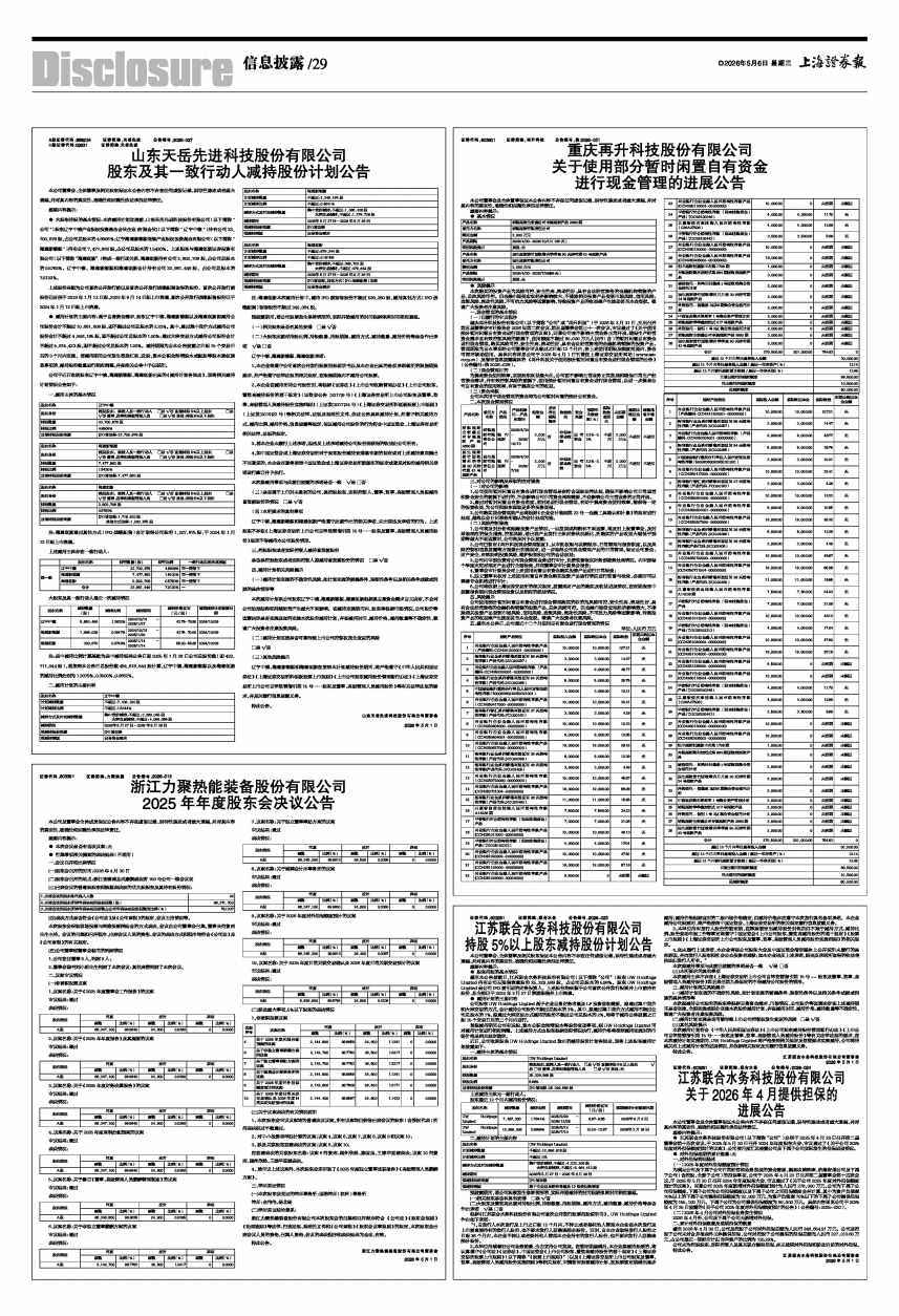 2026年05月06日 第29版：信息披露|上海证券报