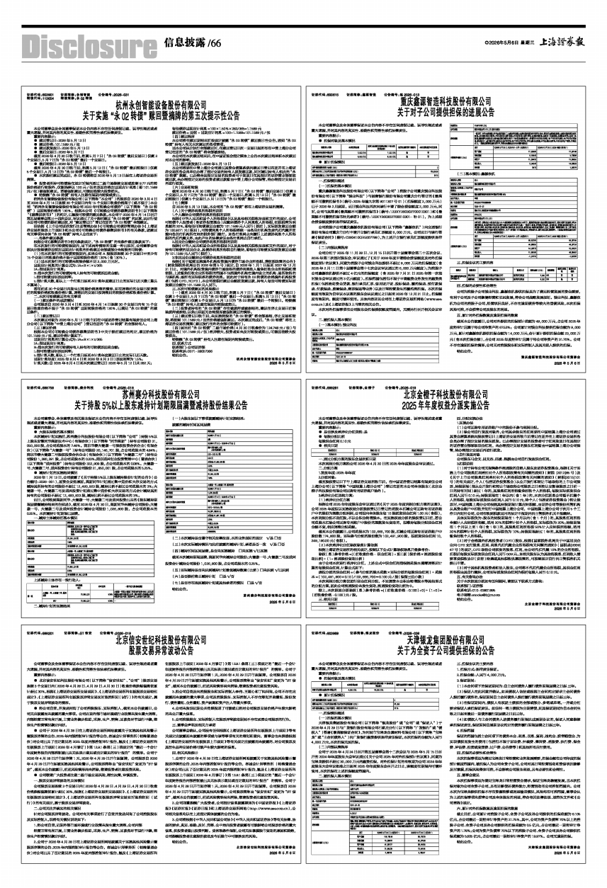 2026年05月06日 第66版：信息披露|上海证券报