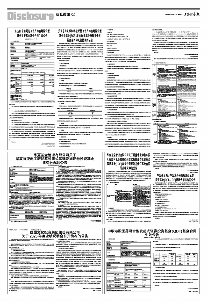 2026年06月03日 第22版：信息披露|上海证券报